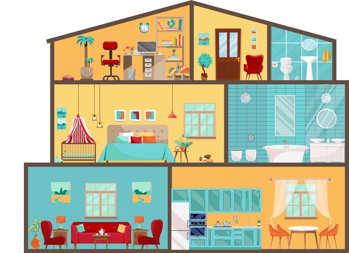 Cartoon House Rooms Vector Images (over 48,000)
