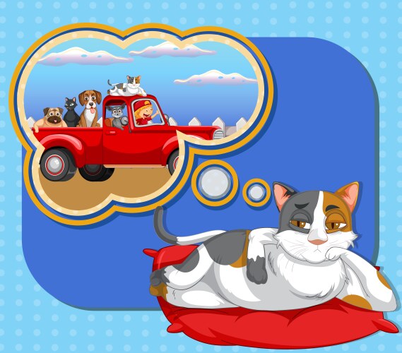 Cartoon thinking cat Royalty Free Vector Image