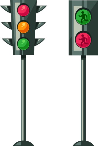 Cartoon traffic lights Royalty Free Vector Image