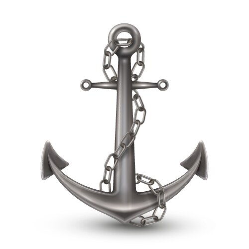 Realistic 3d detailed anchor and rope Royalty Free Vector