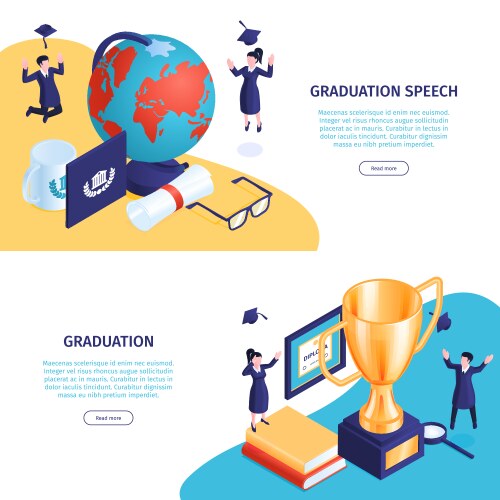 Graduation diploma horizontal banners Royalty Free Vector
