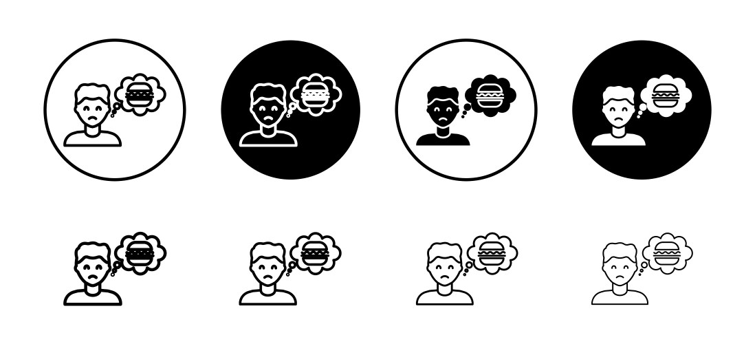 Hungry icon symbol set collection hungry simple Vector Image