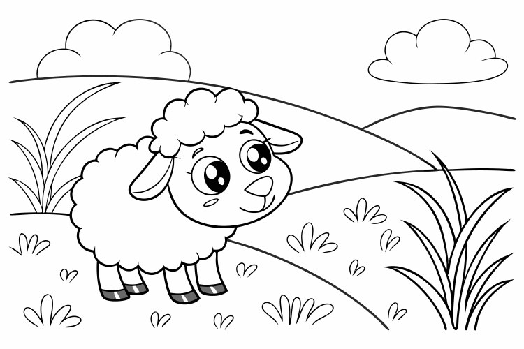 Dall sheep cartoon coloring page printable Vector Image
