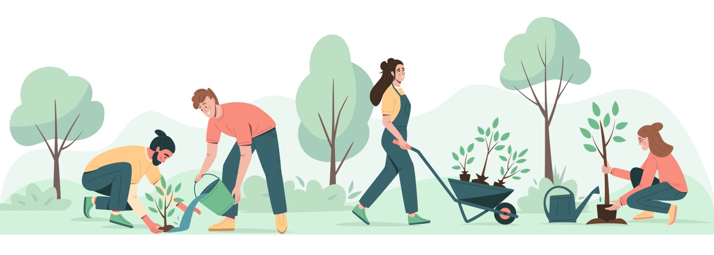 Environmental care horizontal poster people Vector Image