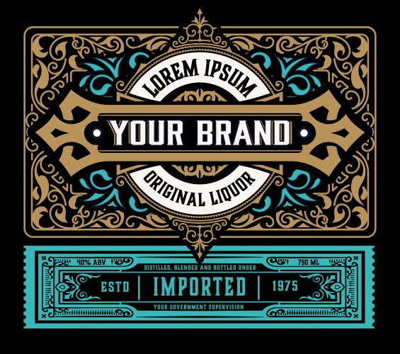 Original label with floral details Royalty Free Vector Image