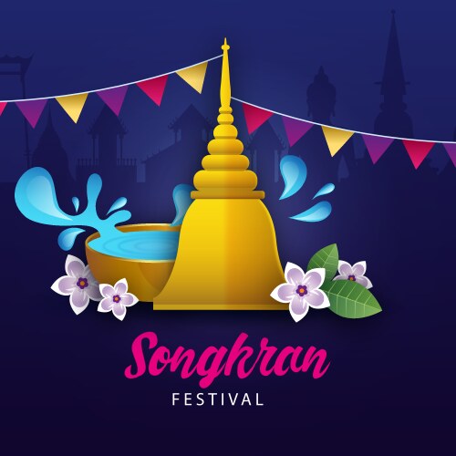 Realistic songkran concept design Royalty Free Vector Image