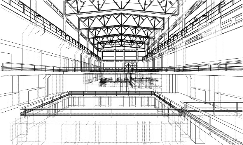 Hall of an outline sketch Royalty Free Vector Image