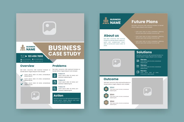 Business case study layout flyer Royalty Free Vector Image