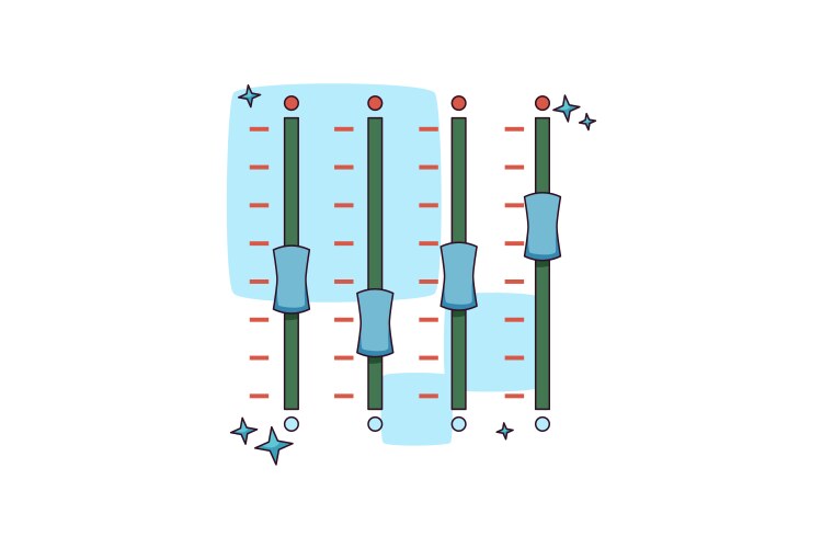 Music spectrum functional flat sticker Royalty Free Vector