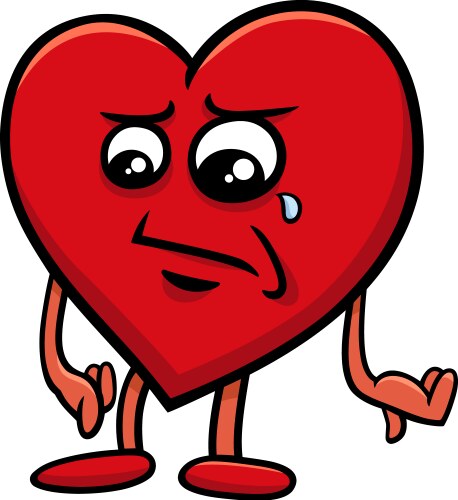 Sad broken heart cartoon Royalty Free Vector Image