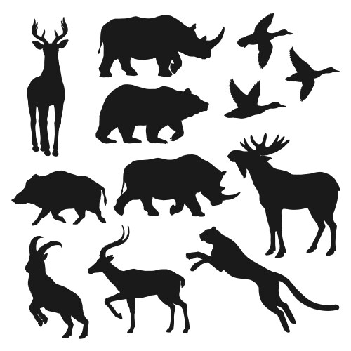 Wild african animals silhouettes set zoo Vector Image