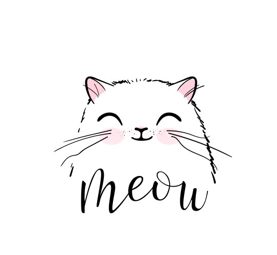 Cute cat print design meow lettering text Vector Image