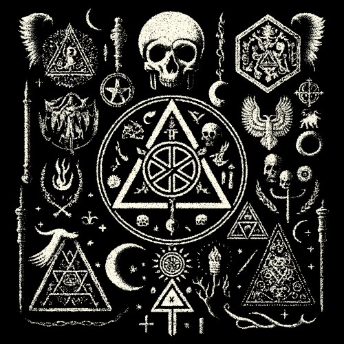 Occult symbols composition in dotwork style Vector Image