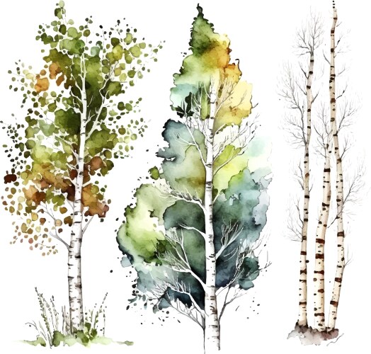 Alphabet poster made birch tree log letters Vector Image