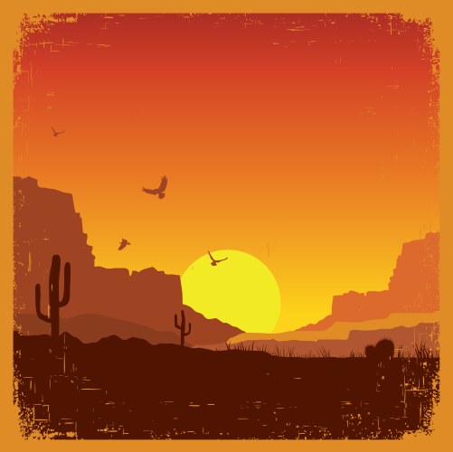 Western Sunset Clipart Image