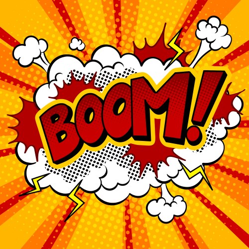 Boom comic book explosion element Royalty Free Vector Image