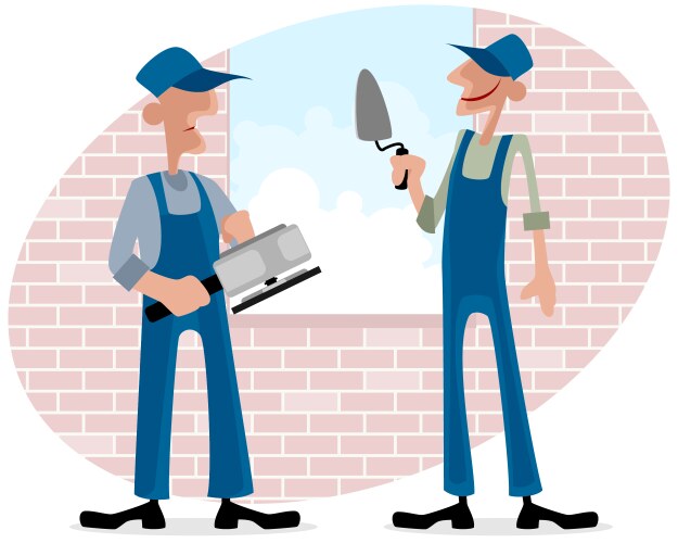 Worker with plaster cartoon Royalty Free Vector Image