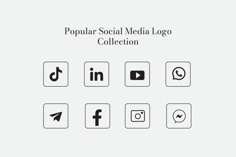 Social Media Icons Collection Royalty Free Vector Image