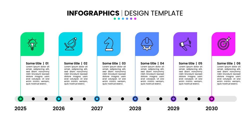 Infographic template timeline with 6 steps Vector Image