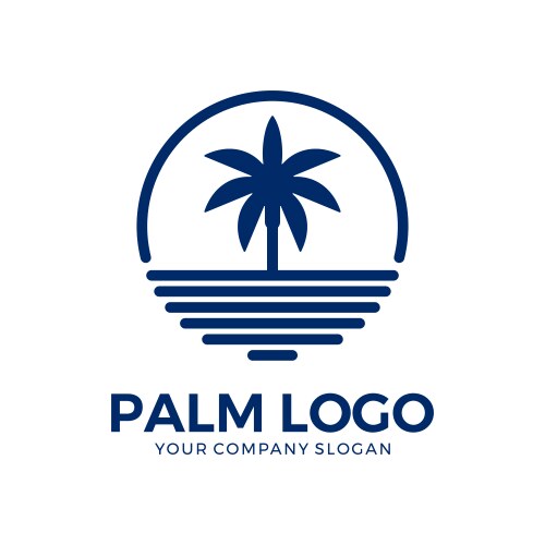 Palm island emblem template with palms element Vector Image