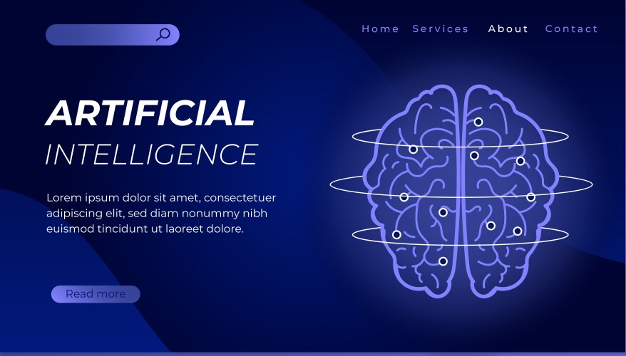 Template artificial intelligence landing page Vector Image