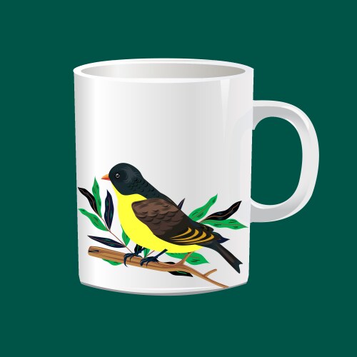 Close up colorful bird generative mug Royalty Free Vector