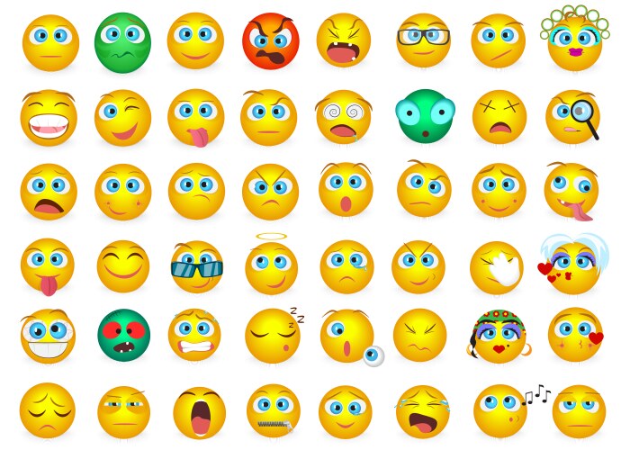 Smiling Emoji Faces - Diverse Emotions Royalty Free Vector