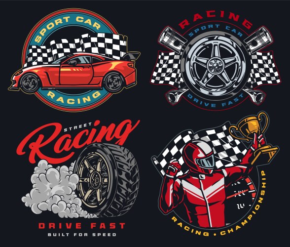 Speed racing set stickers colorful Royalty Free Vector Image