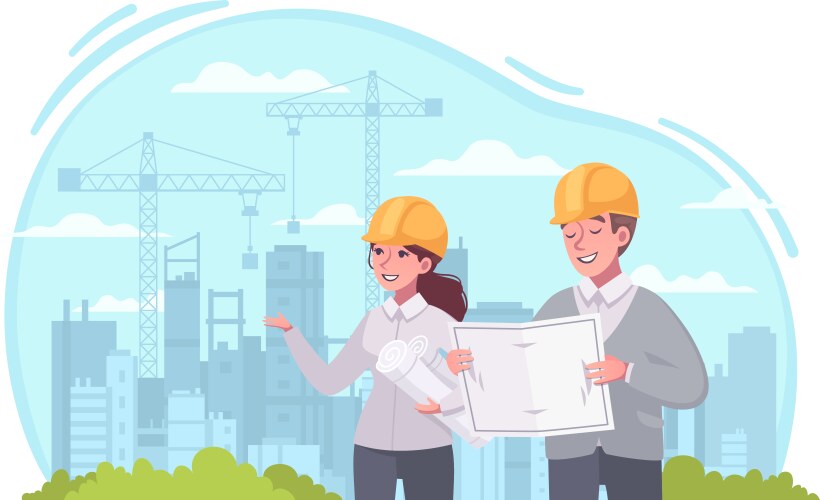 Cartoon architect composition Royalty Free Vector Image