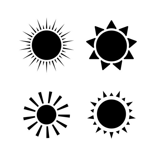 Sun icon for graphic design projects summer sun Vector Image