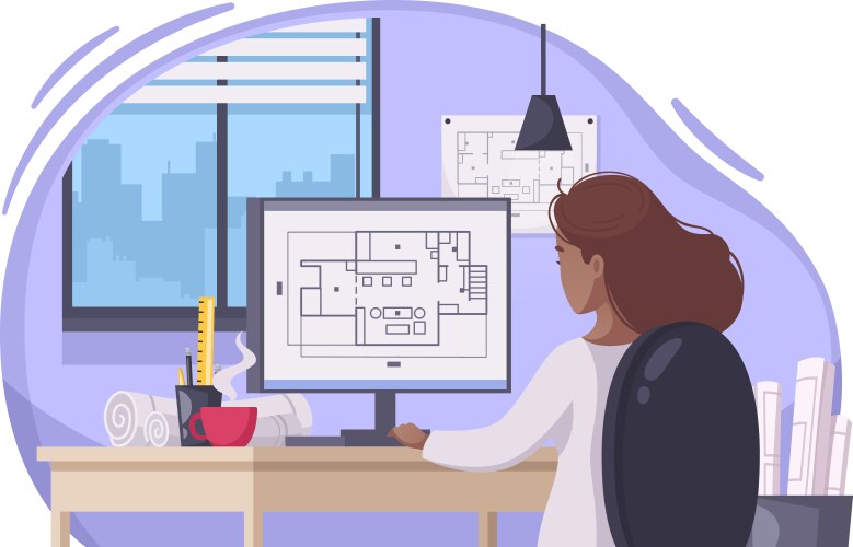 Architect cartoon character Royalty Free Vector Image