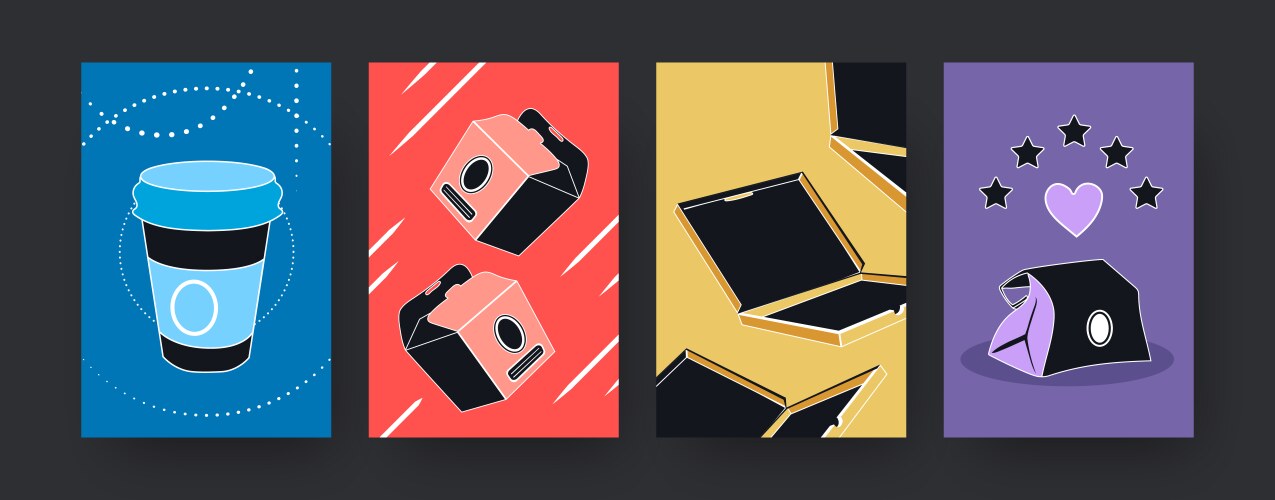 Colorful set contemporary art posters Royalty Free Vector