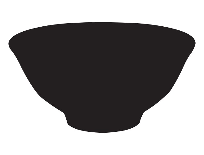 Bowl shape silhouette art Royalty Free Vector Image