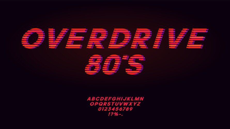 Retrowave synthwave vaporwave font in 1980s style Vector Image