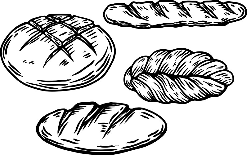 Set of hand drawn bread design elements bakery Vector Image