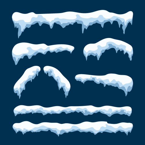 Cartoon snow caps snowdrifts and icicles snowy Vector Image