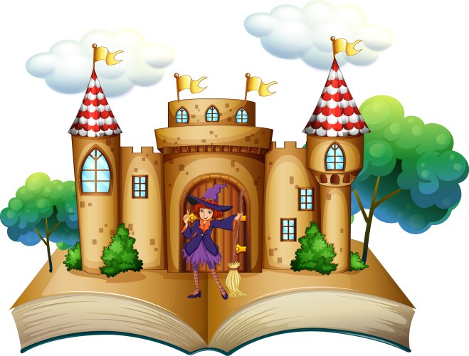 Castle in the storybook Royalty Free Vector Image