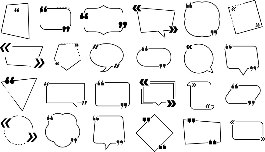 Black quote remark frames information frame Vector Image