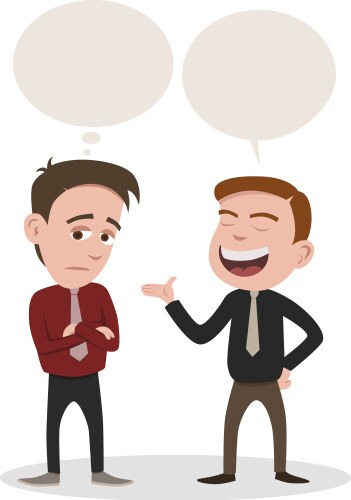 Conversation between two people cartoon Royalty Free Vector