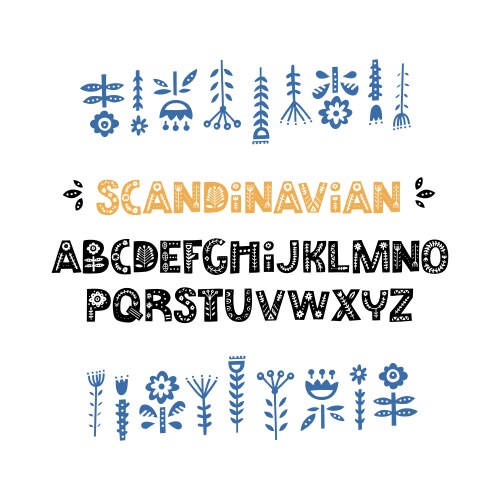 Scandinavian folk art greeting card pattern Vector Image