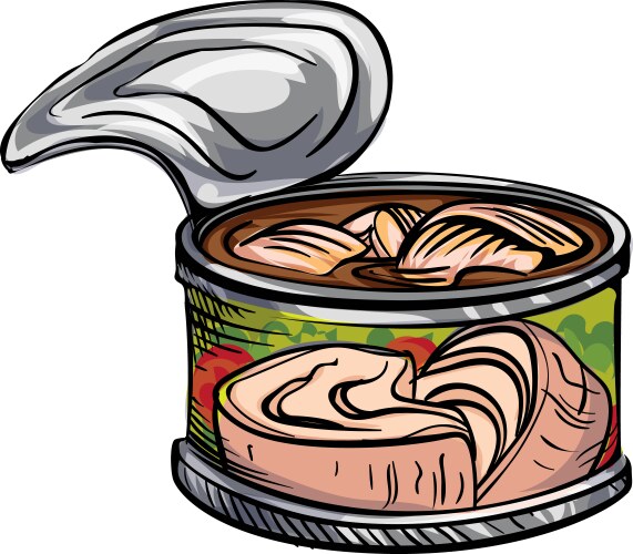 Colorful cartoon canned fish Royalty Free Vector Image