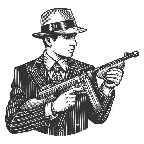 Gang member with gun Royalty Free Vector Image