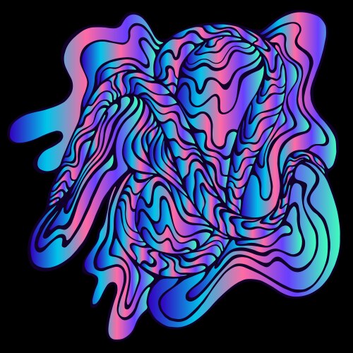 Psychedelic waves purple color gradient rainbow Vector Image