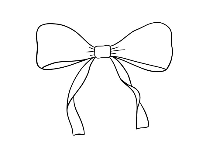 Coquette bow outline drawing Royalty Free Vector Image