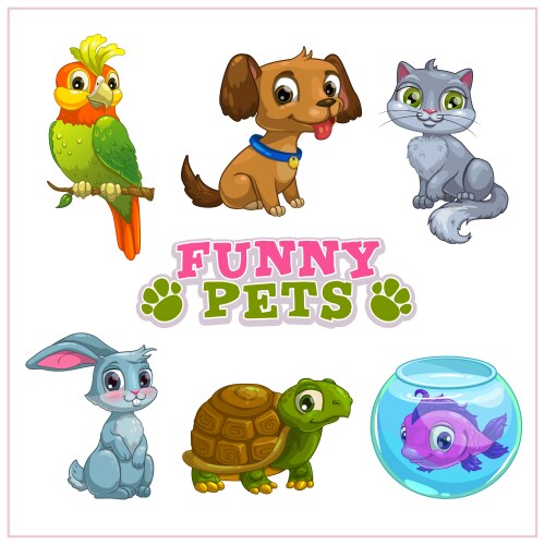 Cartoon pets collection Royalty Free Vector Image