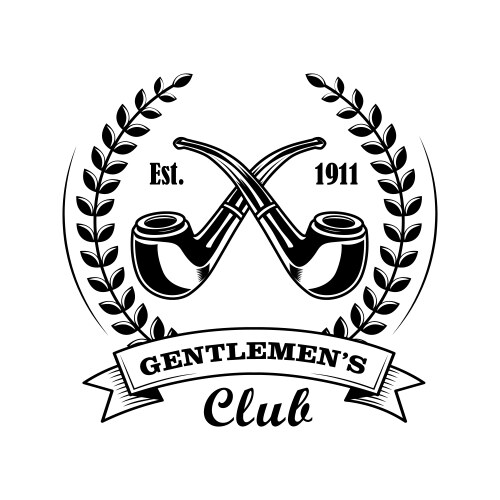 Gentleman club label design with umbrella Vector Image