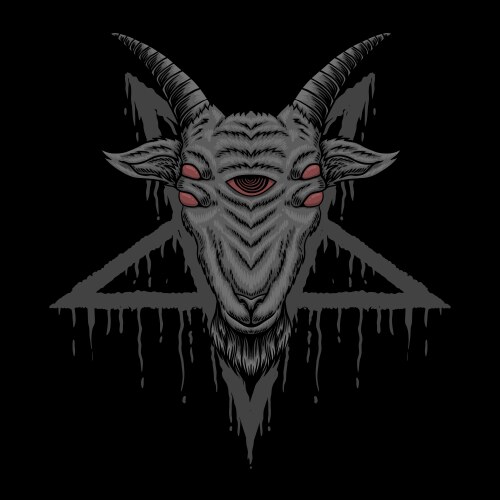 Baphomet demon goat head hand drawn print Vector Image