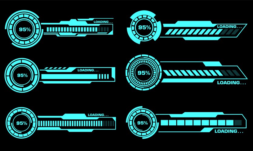 Set of hud modern loading progress bars user Vector Image