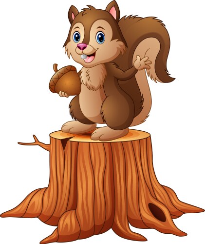 Cartoon squirrel in the tree hole Royalty Free Vector Image