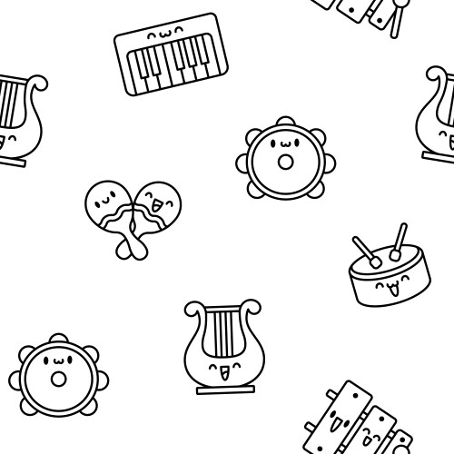 Cute musical instruments coloring page Royalty Free Vector